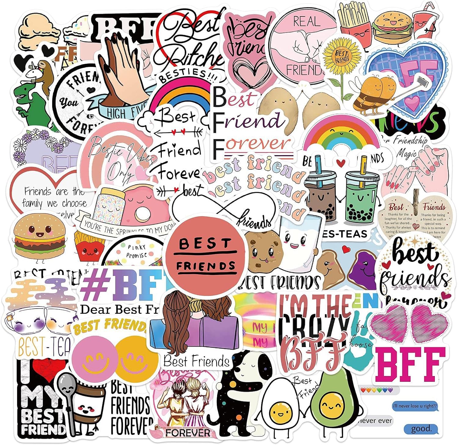 Amazon.com: Cute BFF Stickers for Kids Teens Adults, 50PCS Best Friends ...