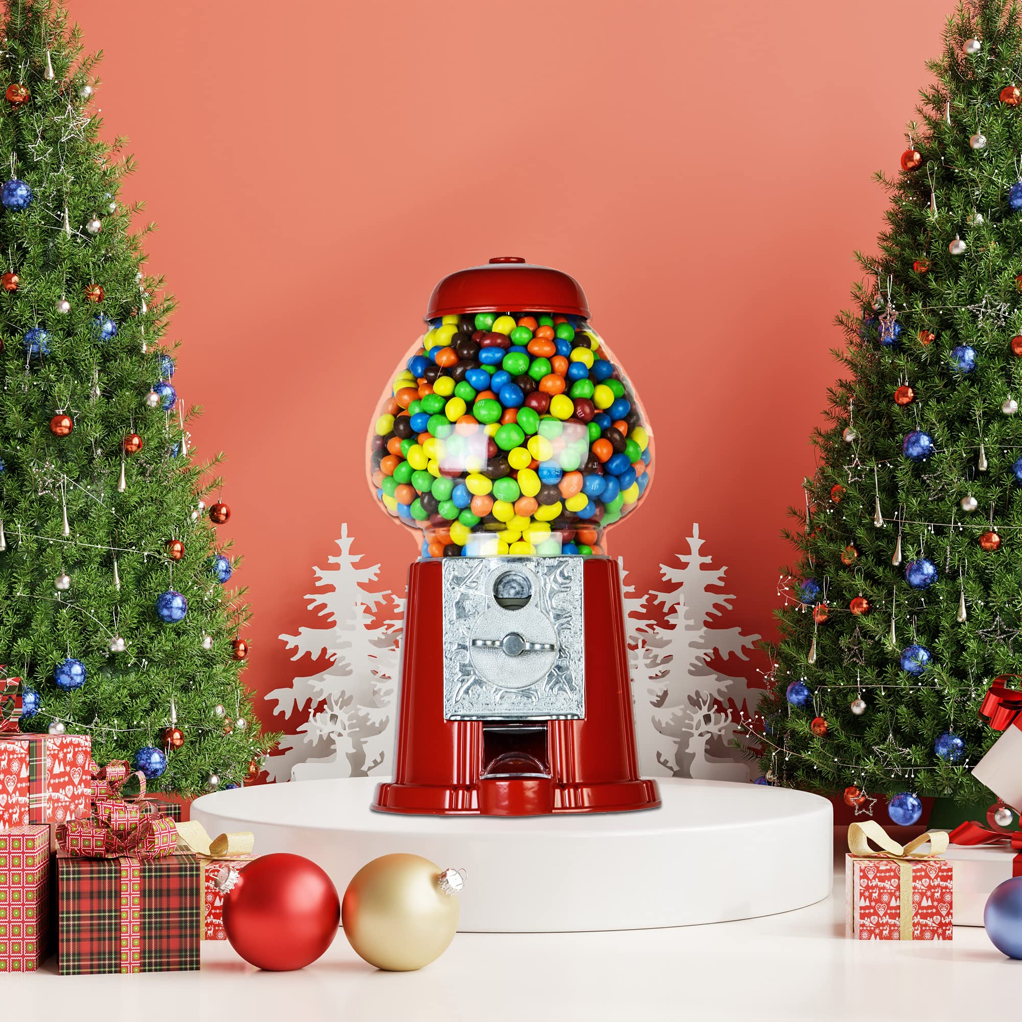 Gumball Machine - 11 Inch Mini Christmas Candy Dispenser - Metal Candy ...