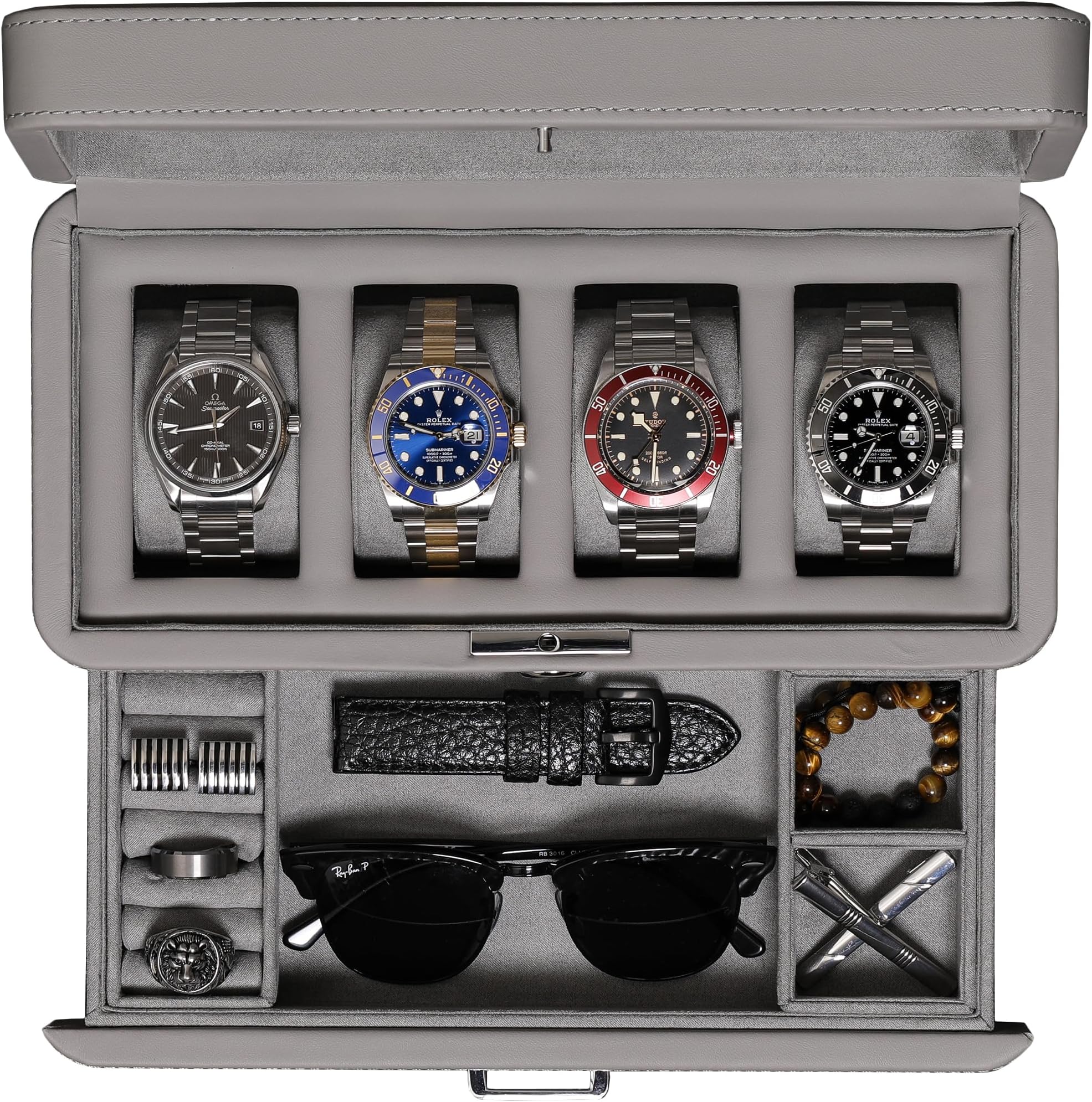 Amazon.com: ROTHWELL 8 Slot Leather Watch Box with Valet Drawer ...