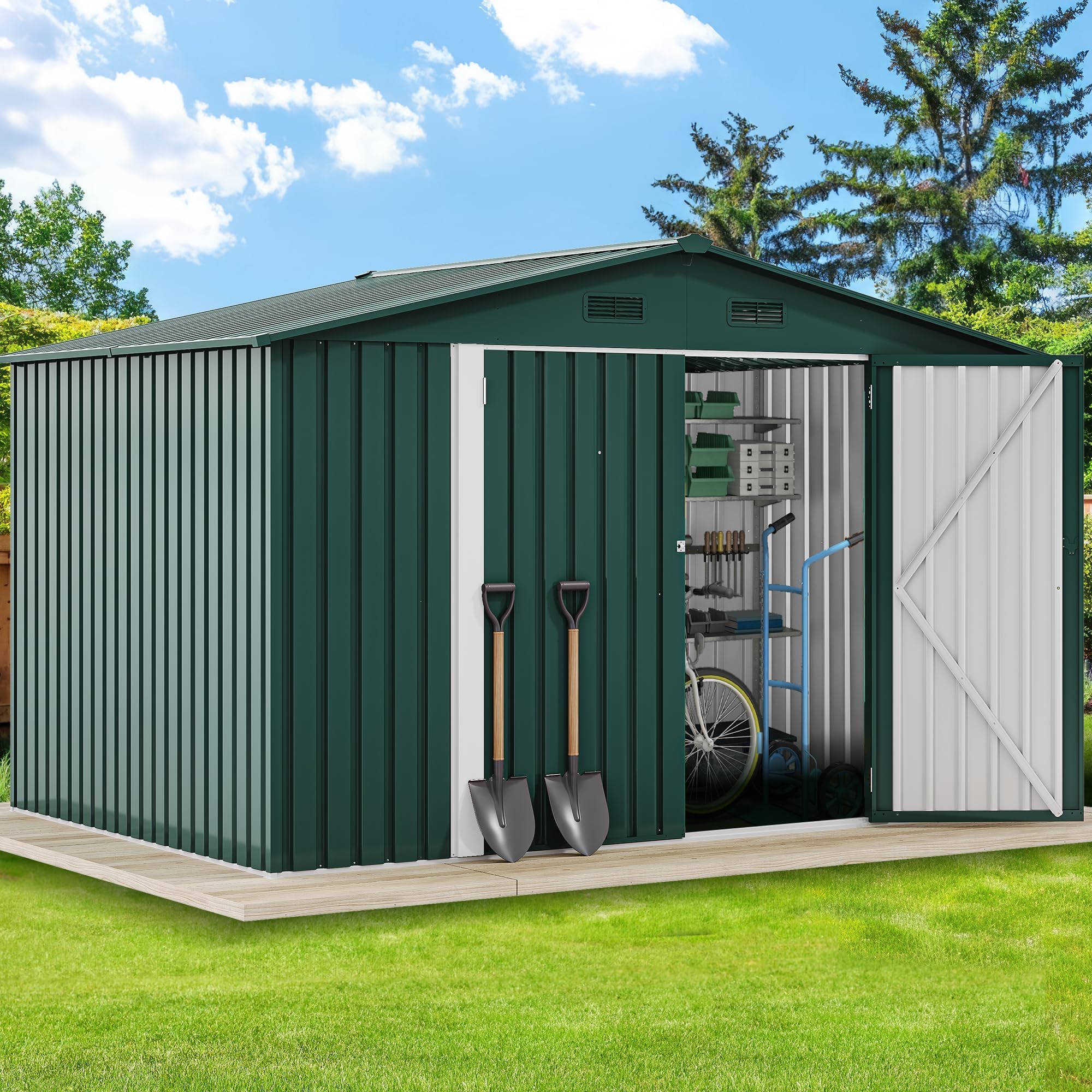 Amazon.com : VURAX 6x4FT Metal Outdoor Storage Shed with Floor ...