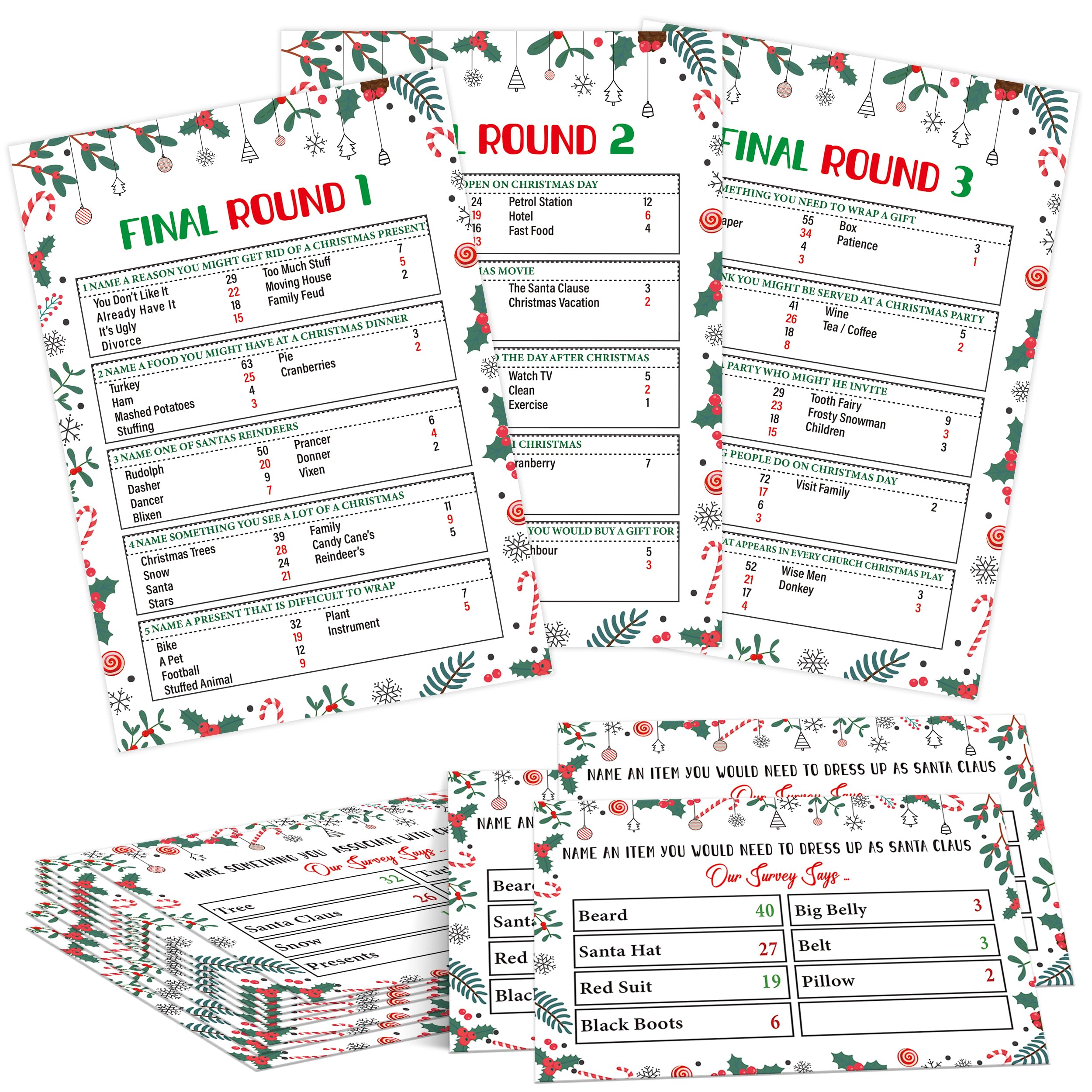 Amazon.com: Qoqxjodd Christmas Party Game, Christmas Friendly Feud ...