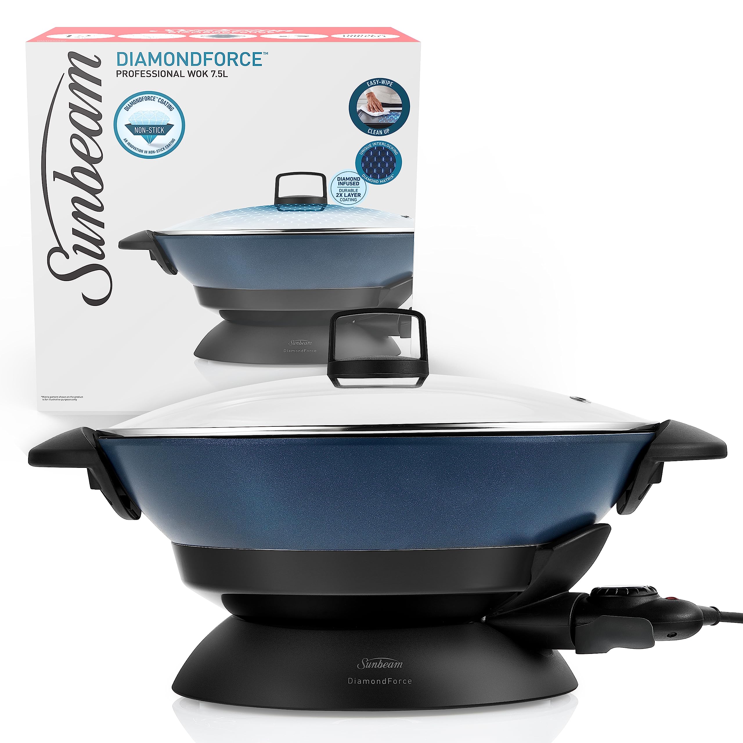 Sunbeam DiamondForce Electric Wok | Non-Stick Diamond-Infused Electric ...