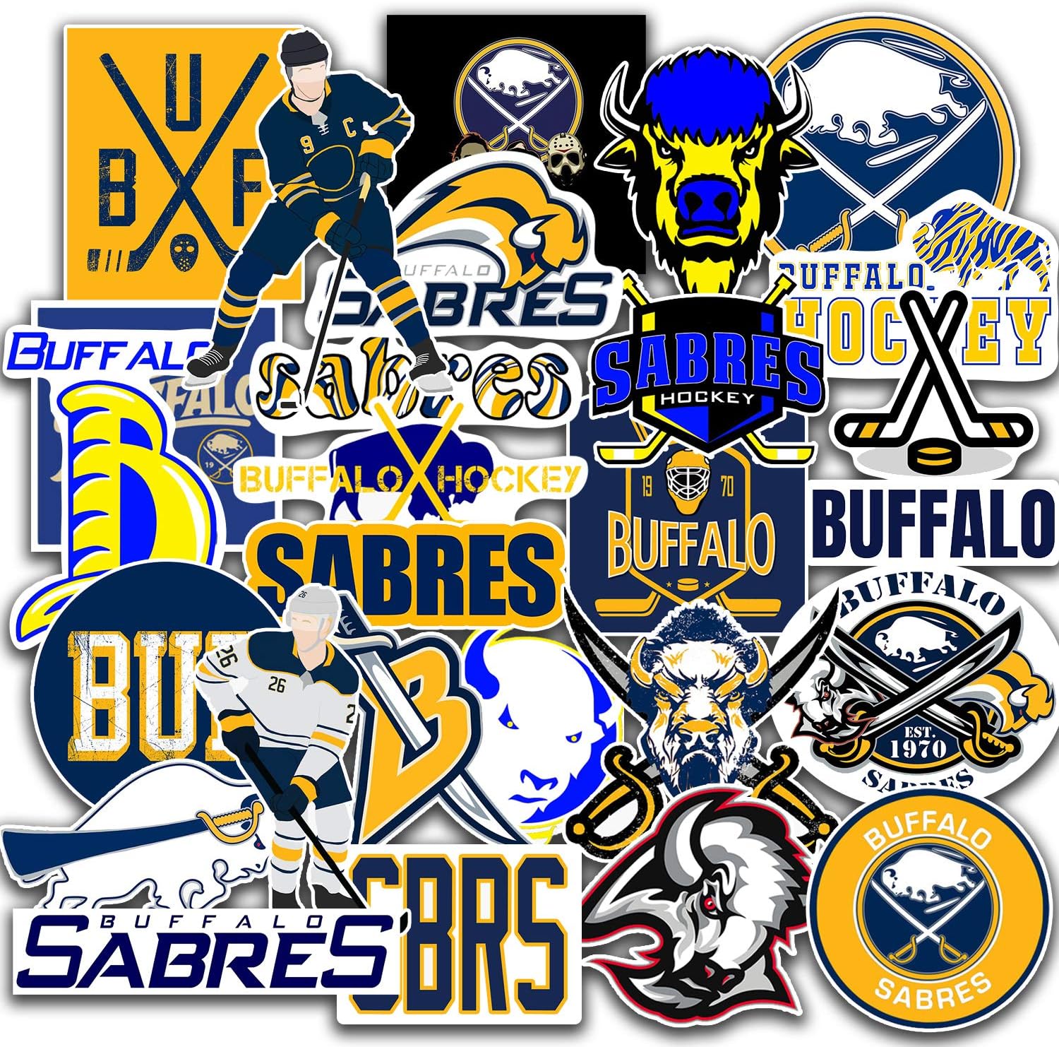 Amazon.com: 28 PCS Set of Buffalo Vinyl Sabres Stickers Pack Buffalo ...