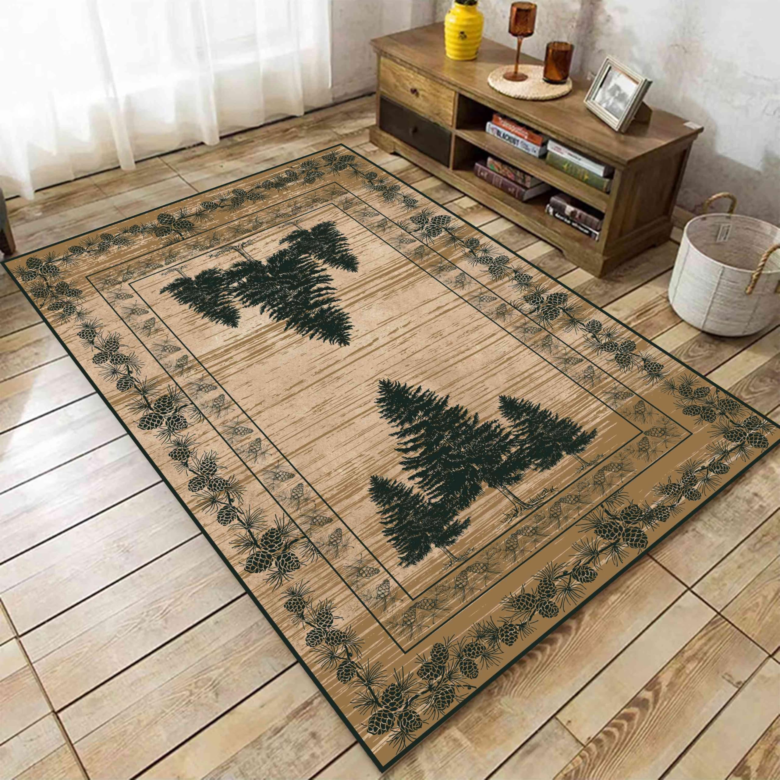 Amazon.com: UNREASTO Country Cabin Area Rug 3x5ft Rustic Nature Forest ...