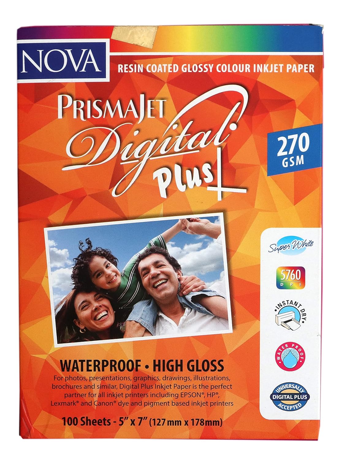 Nova Prismajet Digital Plus 5X7 Inches 270 Gsm 100 Sheets Resin Coated nova-prismajet-digital-plus-5x7-inches-270-gsm-100-sheets-resin-coated