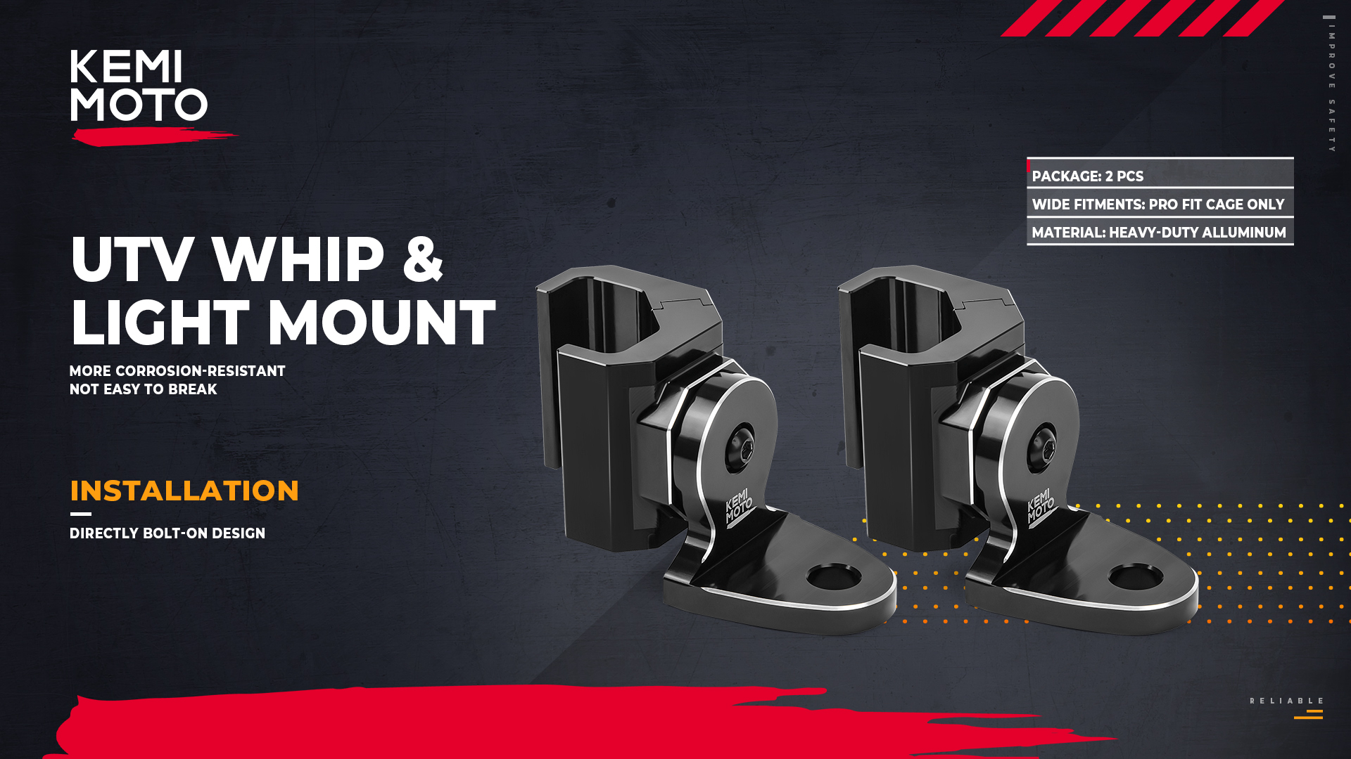 Watch Kemimoto 2Pcs UTV Flag Whip Light Mount on Amazon Live
