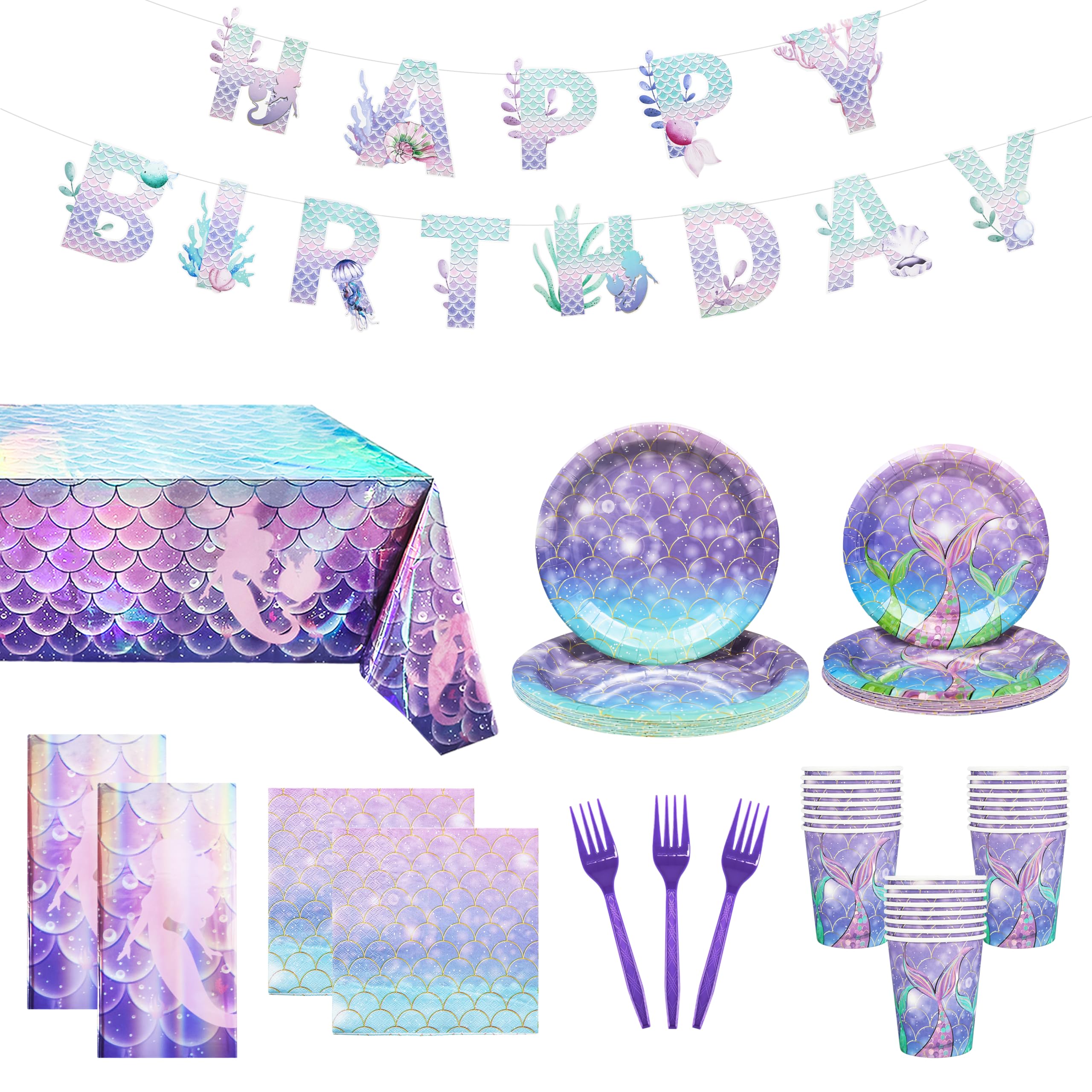 123 piezas de decoración de cumpleaños de sirena, juego de recuerdos de ...