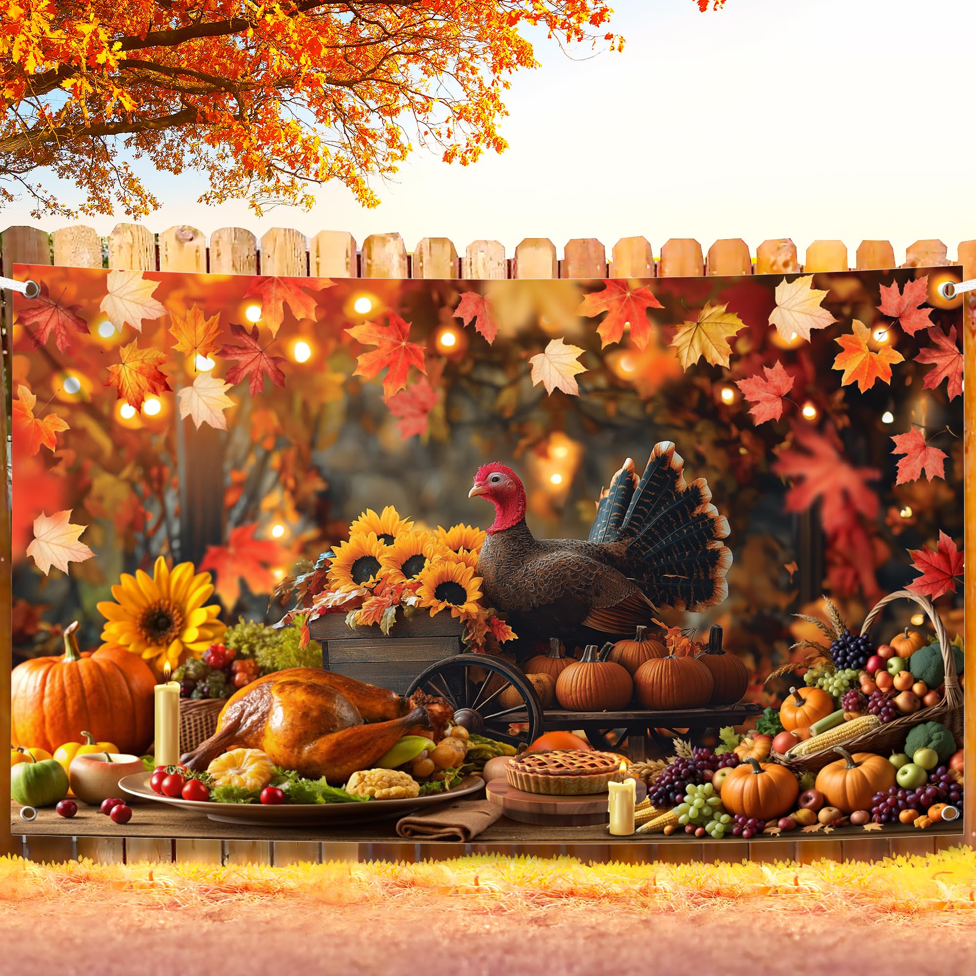 Amazon.com: KatchOn, Turkey Thanksgiving Banner Backdrop - Xtralarge ...