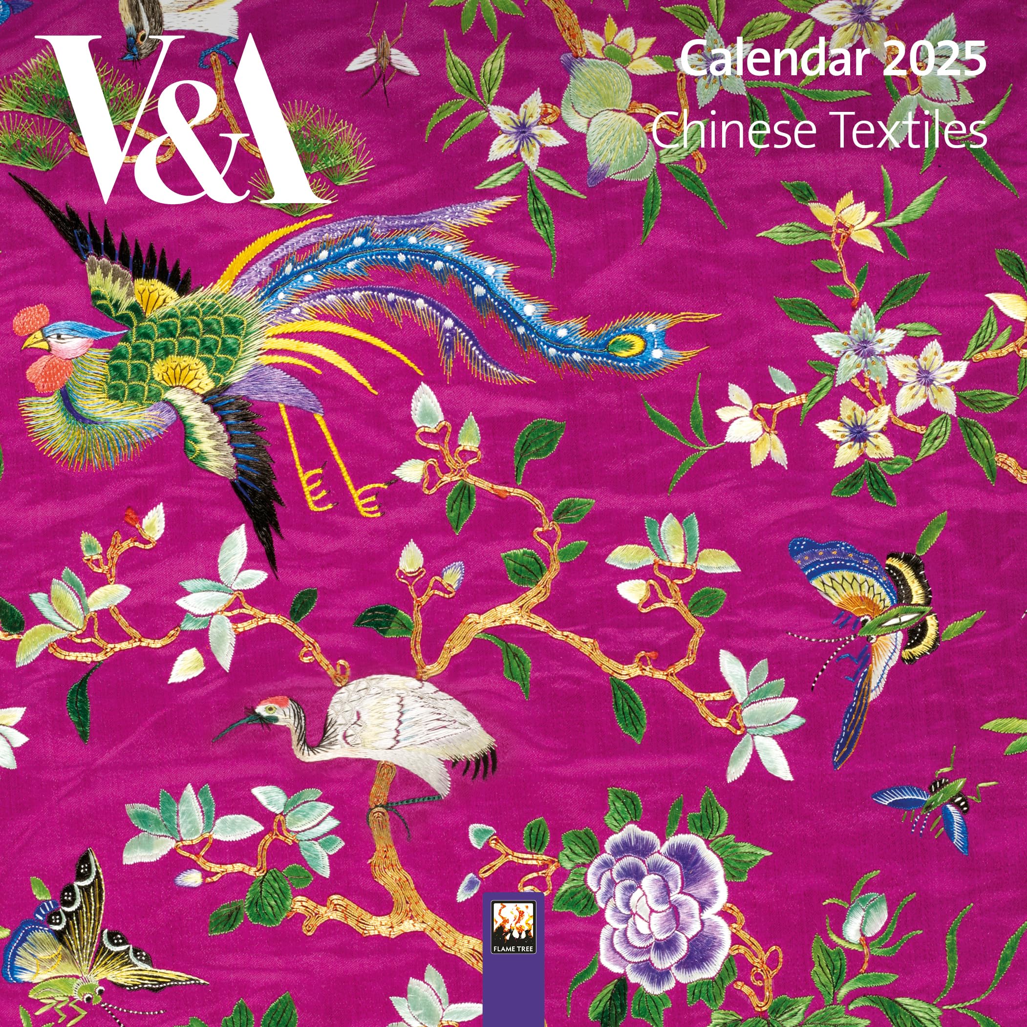 V&A: Chinese Textiles Mini Wall Calendar 2025 (Art Calendar): Flame ...