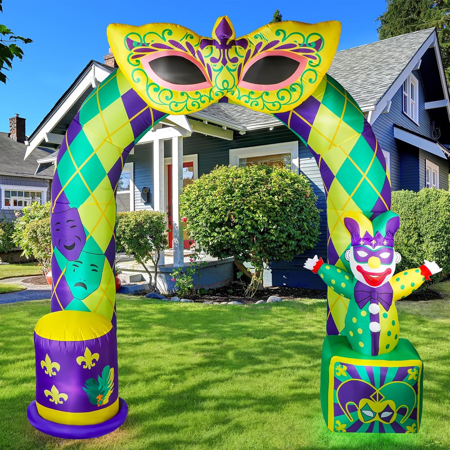 Amazon.com: Poen 8 ft Mardi Gras Inflatable Outdoor Yard Decoration ...