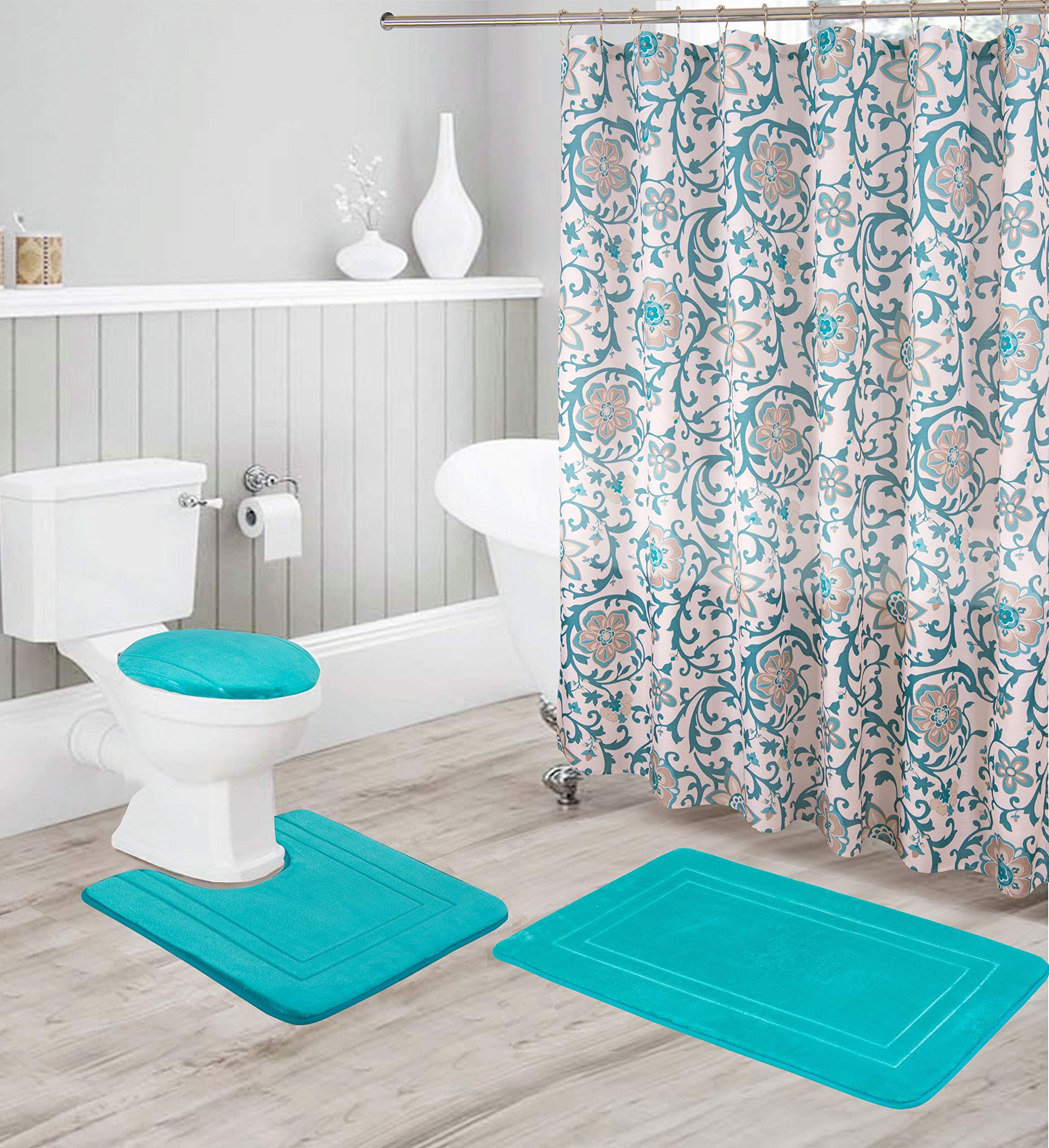 Amazon.com: Bathroom Collection16 pc Turquoise Bathroom Accessory Set ...