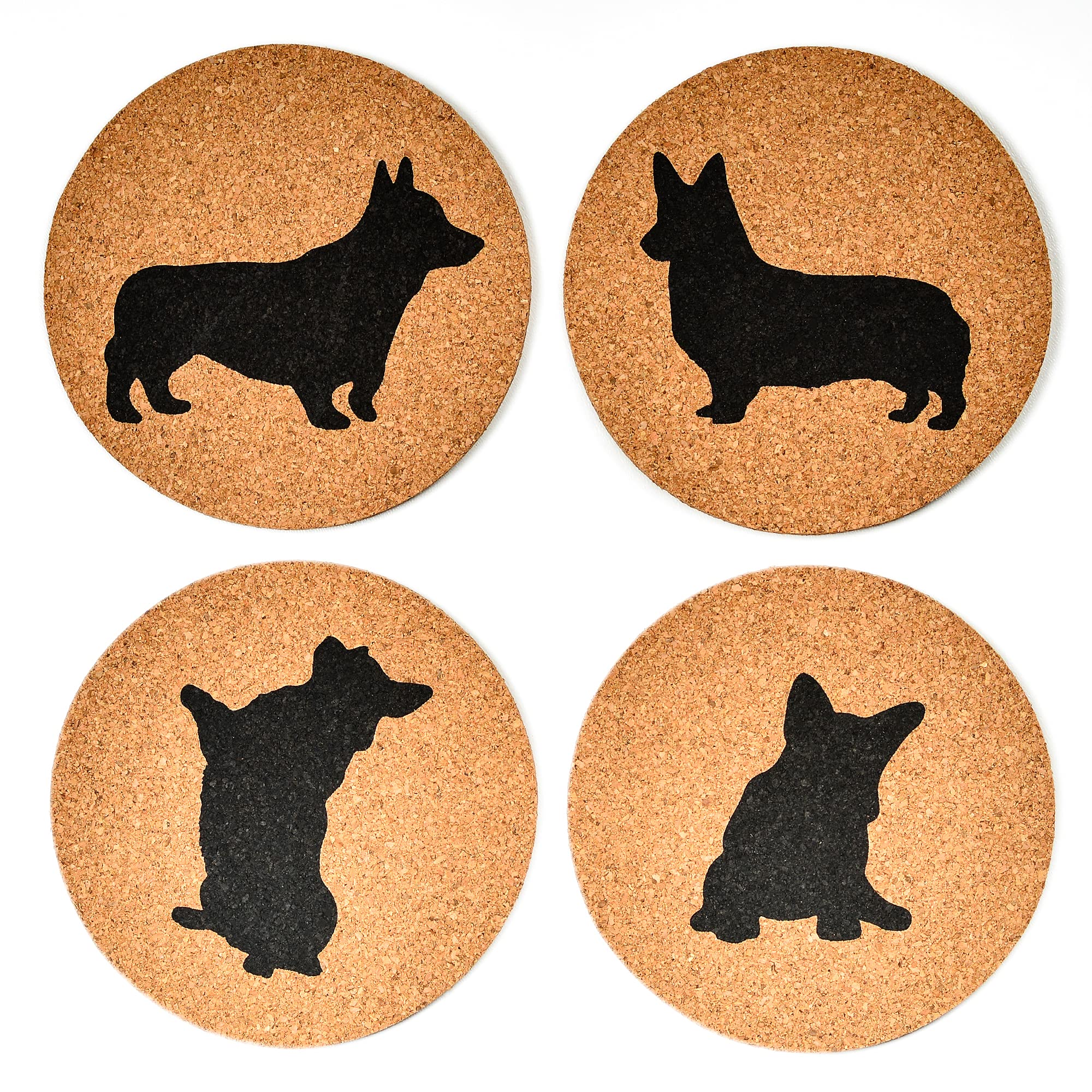 Corgi Lovers Cork Drink Coasters - Set of 4 Dog Coasters with ...