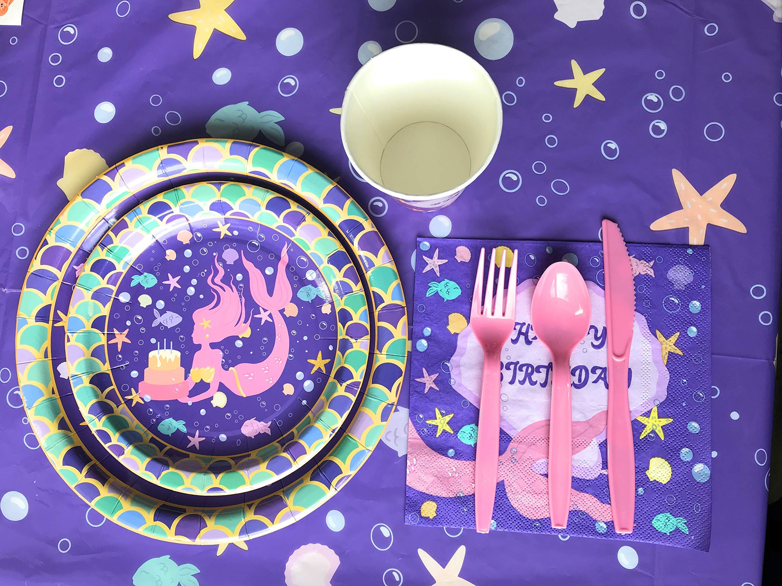 Snapklik.com : ReignDrop Mermaid Birthday Party Table Cover