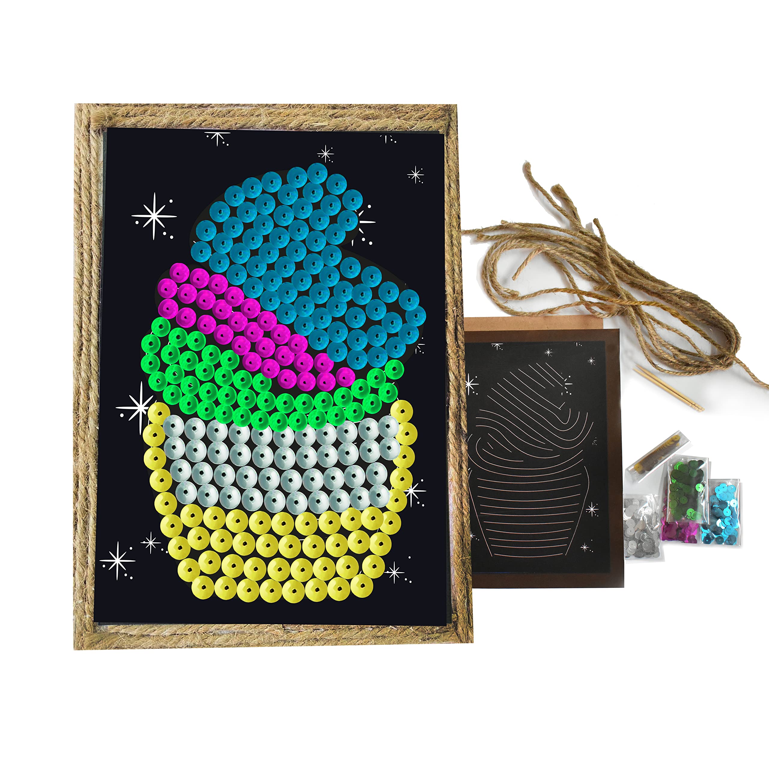 D4diy Sequin Art Kit For Kids Sparkling Cupcake Art Craft | Desertcart ...