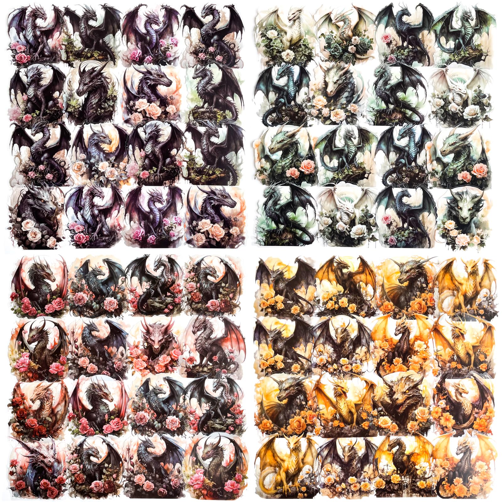 Amazon.com: Yoksas Vintage Gothic Fantasy Dragon Stickers - 80 Pcs ...
