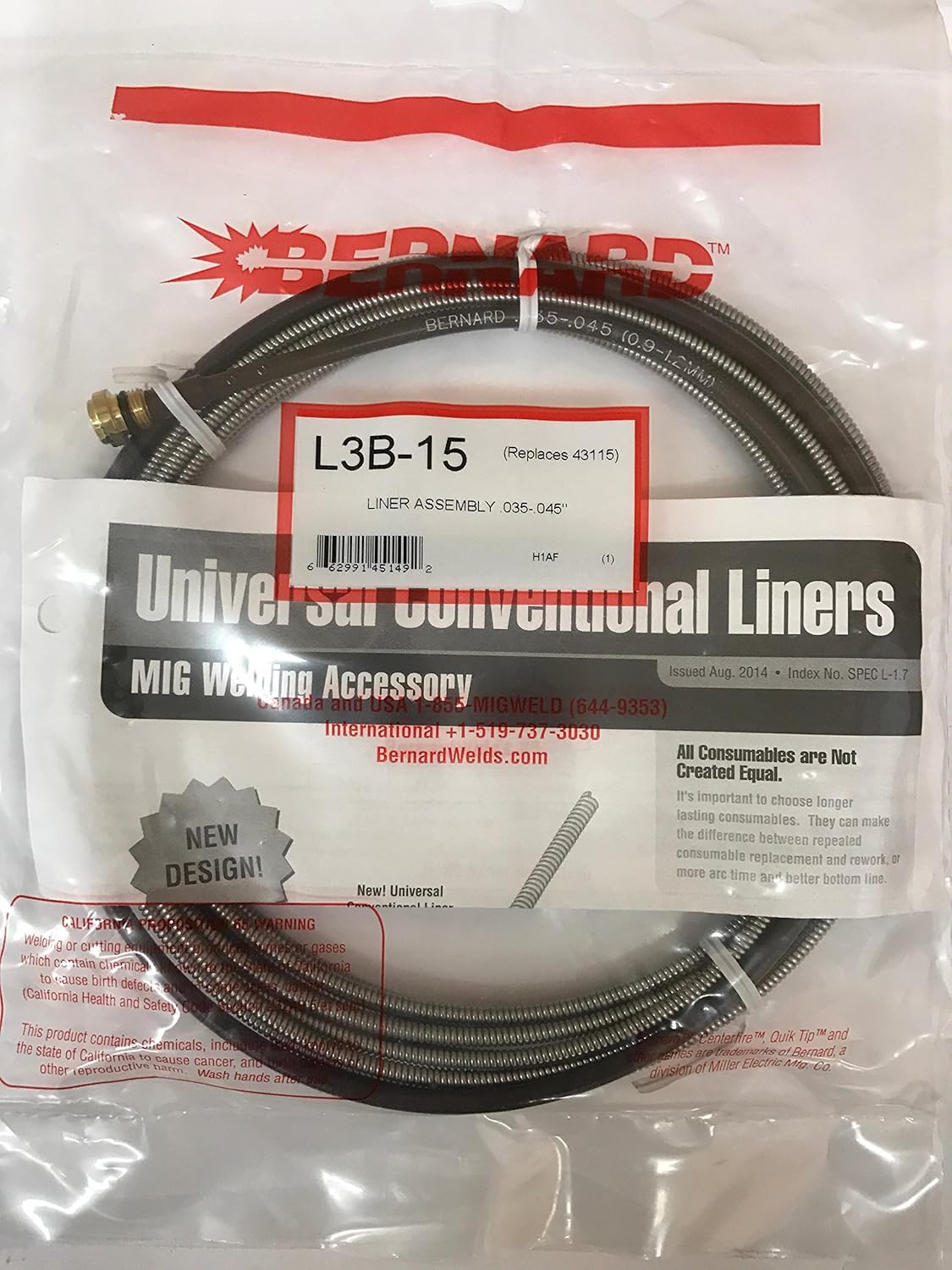 BERNARD, L3B-15, Liner Assembly .035-.045" Old 43115 - - Amazon.com