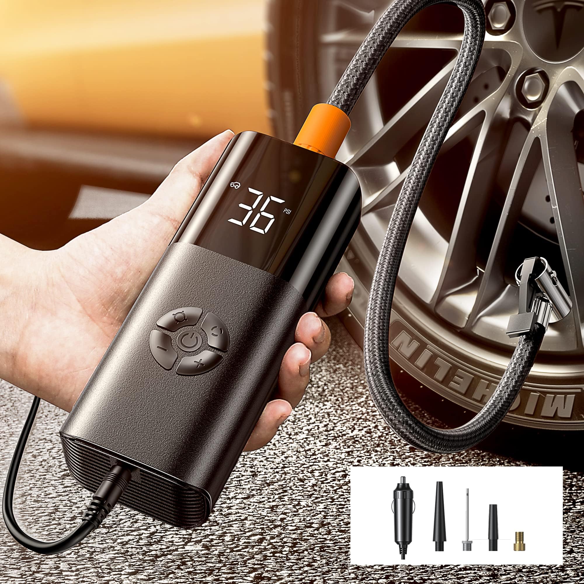 LISEN Tyre Inflator Portable Air Compressor for Car Tires 12V Ultra ...