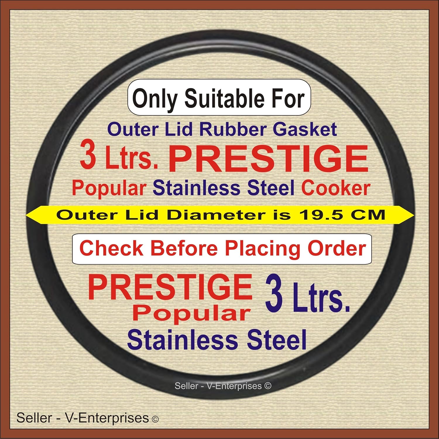 Buy Outer Lid Rubber Gasket compatible for 3 Litre PRESTIGE Popular ...