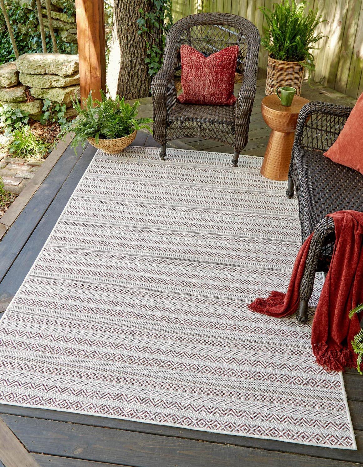 Red Wide Striped Rugs