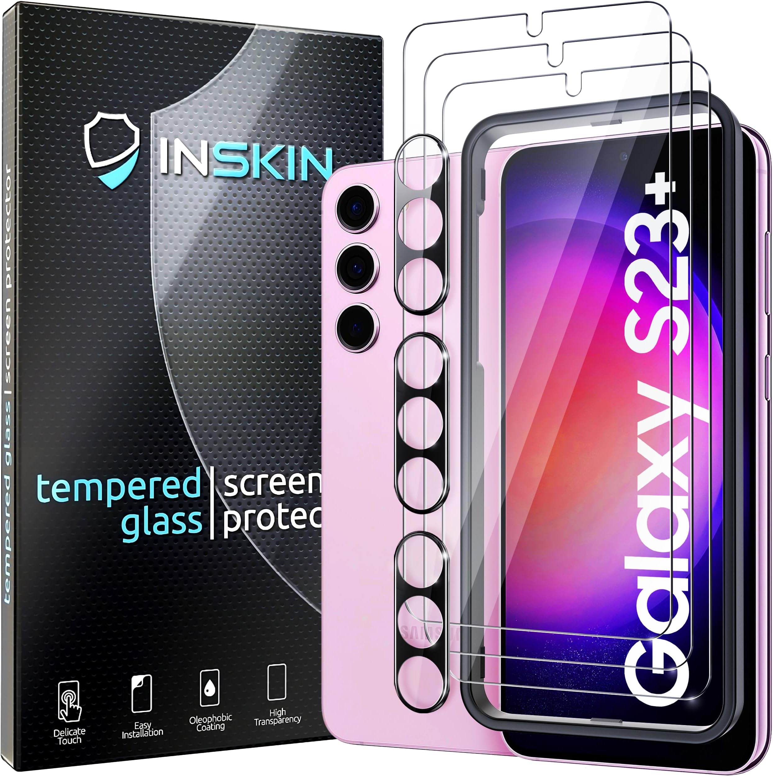 Amazon.com: amFilm [2+2 Pack OneTouch Tempered Glass Screen Protector ...