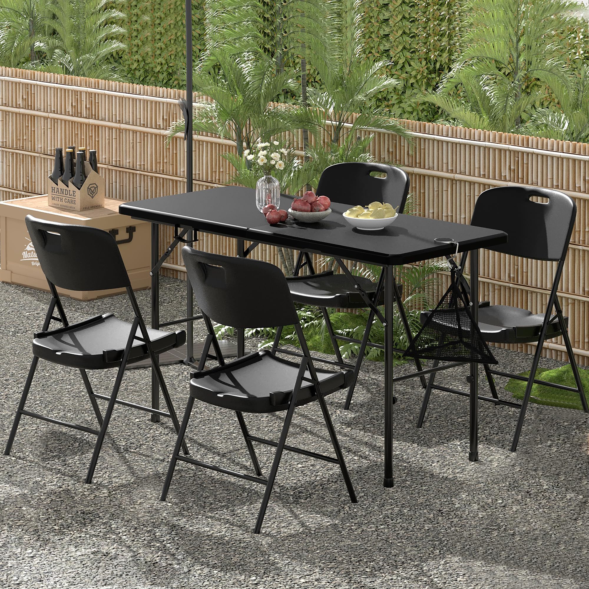 Amazon.com: VECELO 4FT Folding Card Table Set of 5, Protable Tabletop ...