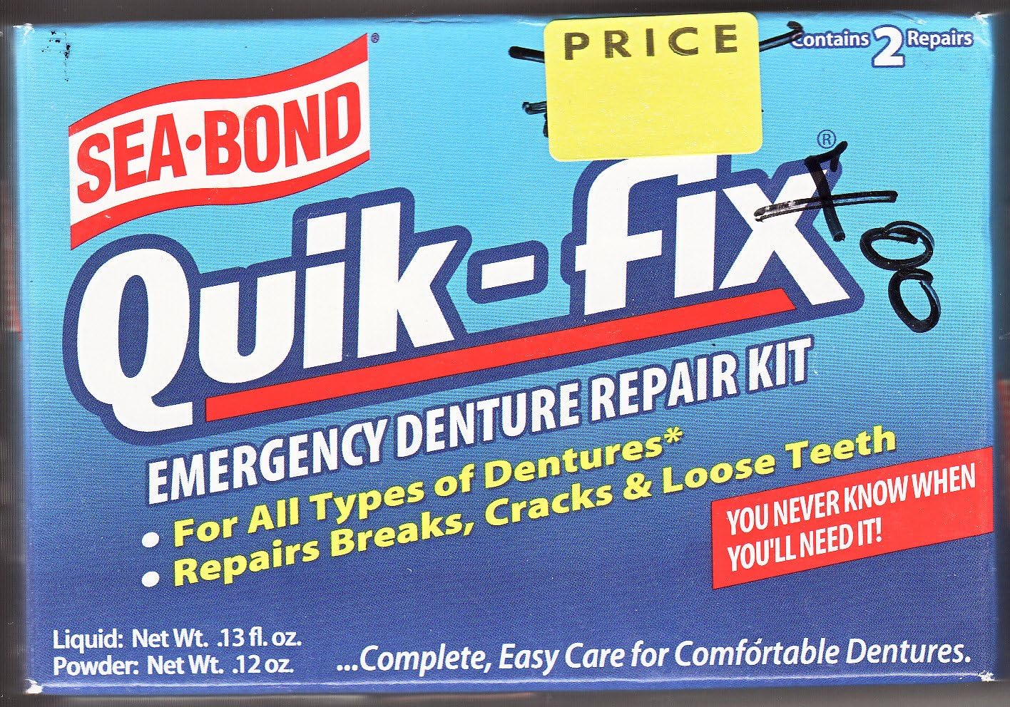 Amazon.com: Sea Bond Quik-fix Emergency Denture Repair Kit (2 Repairs ...