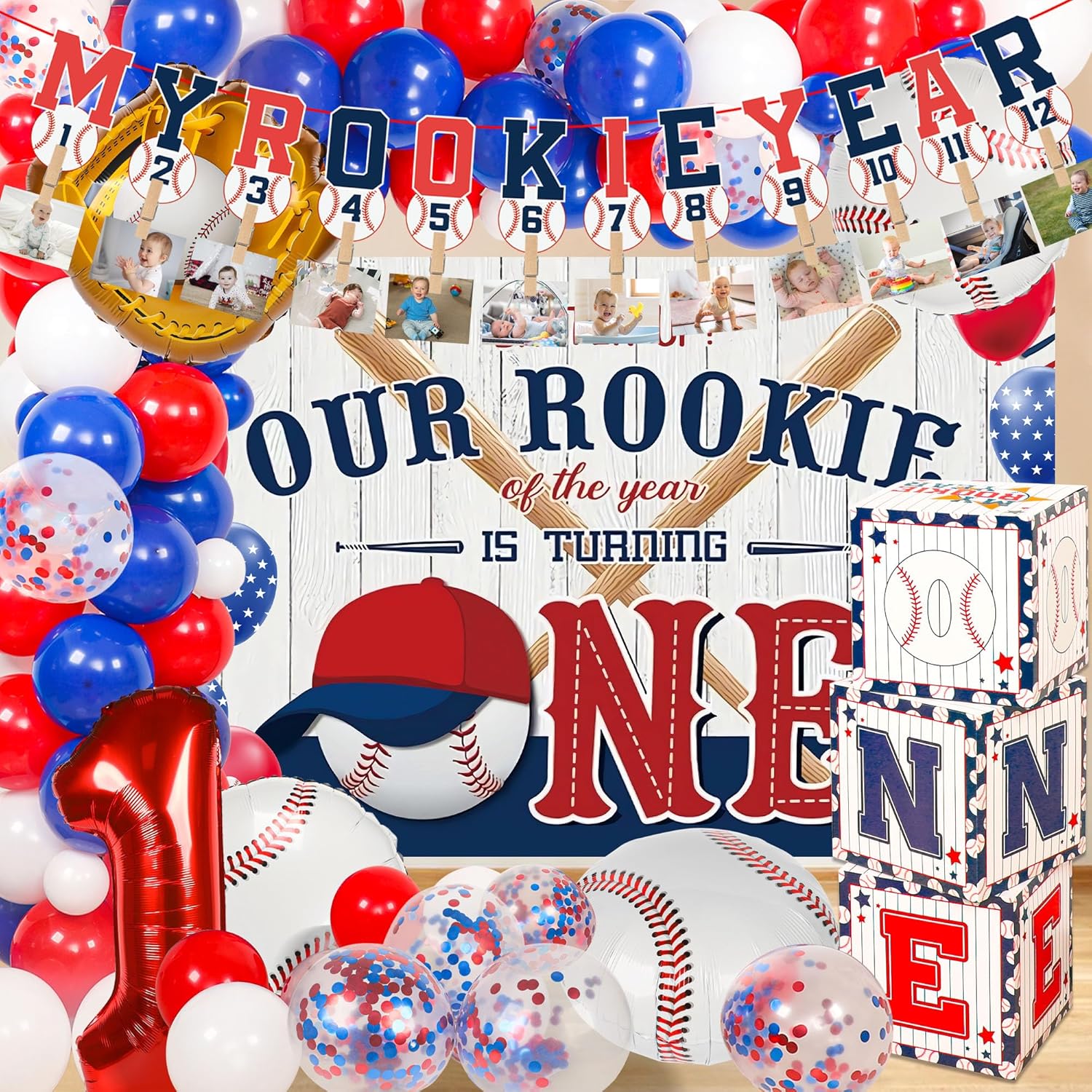Baseball 1st Birthday Party Decorations Rookie of The Year 1st Birthday ...