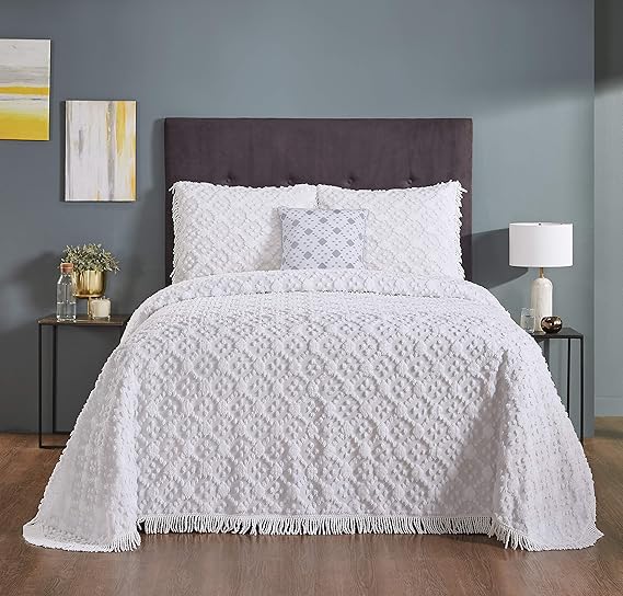 Amazon Better Trends 4 Pieces Set Chenille Bedspread King Size 100