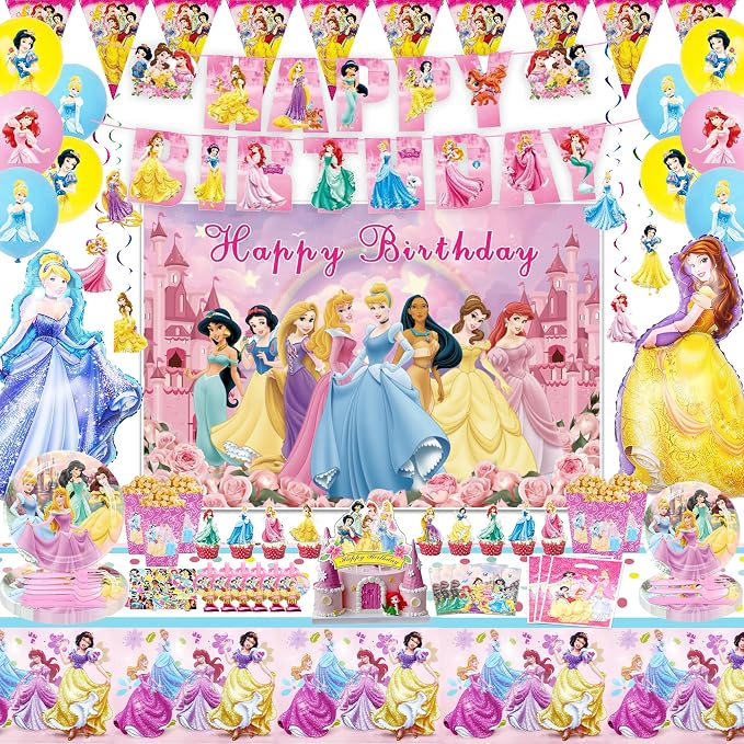 Amazon.com: 210Pcs Princess Birthday Decorations Party Decorations ...