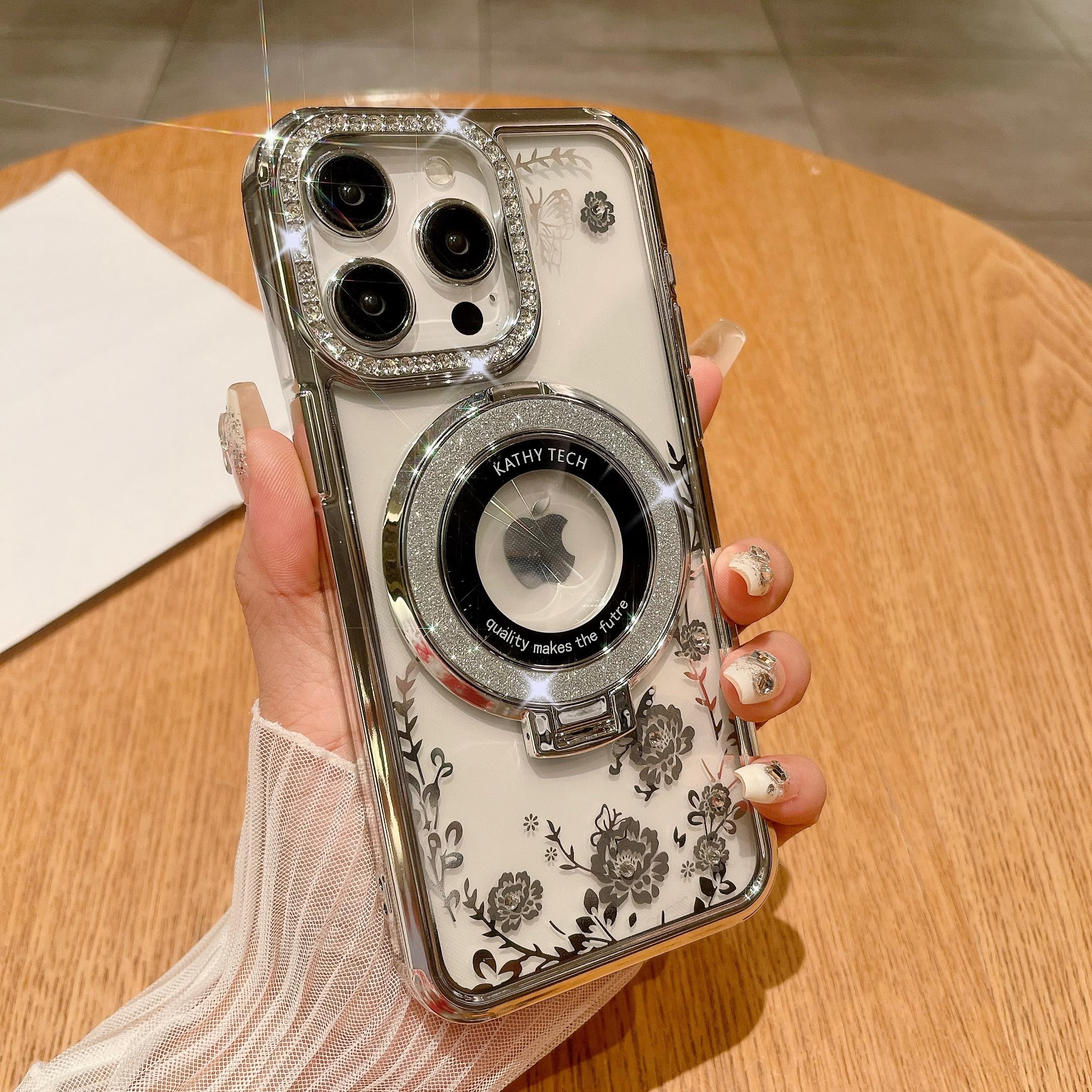 Amazon.co.jp: CrazyLemon iPhone 15 用 ケース [MagSafe対応] ワイヤレス充電対応 横縦両立 スタンド付き アイフォン15 用 ケース グリッター ...