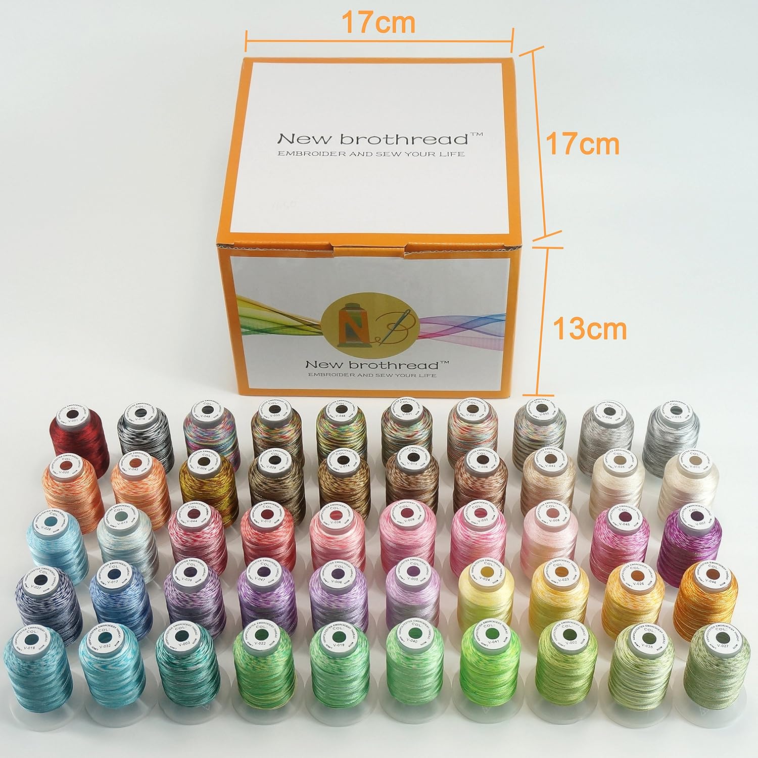 Brothread 50 Colors Variegated Polyester Embroidery Thread Kit - 500M ...