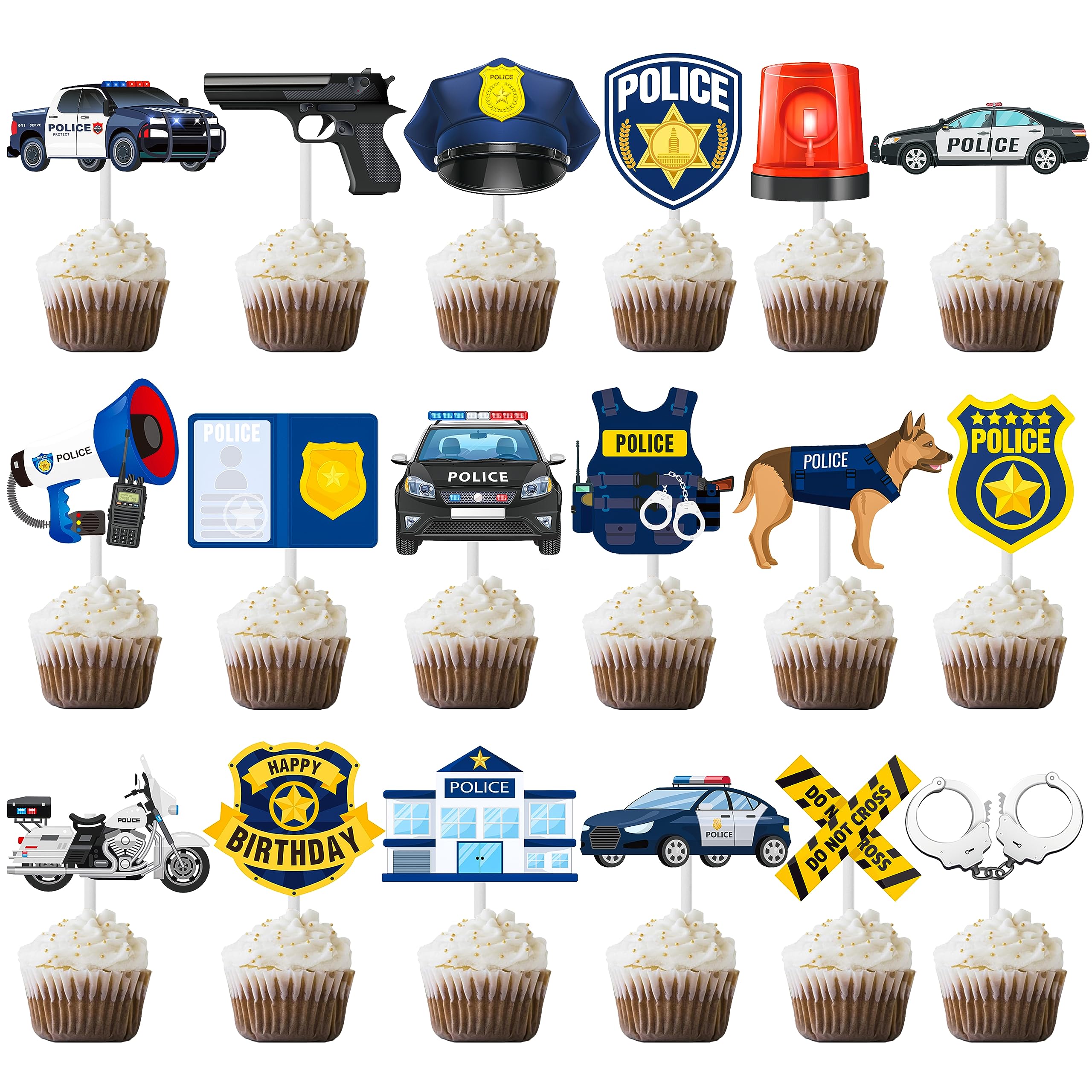 Snapklik.com : Police Cupcake Toppers 36Pcs Party Picks - Policeman ...