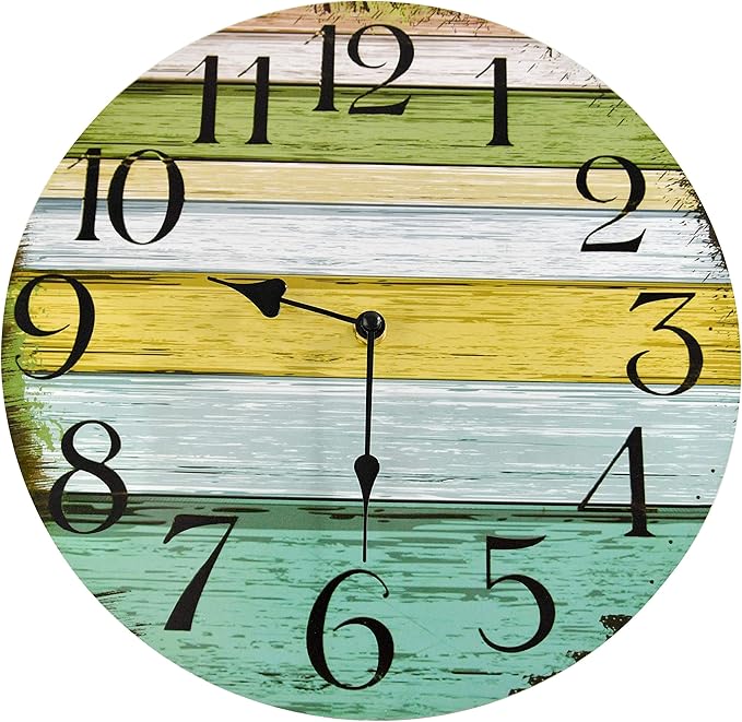 Amazon.com: Home-X Green Large Analog Wall Clock, Silent, Rustic Home ...