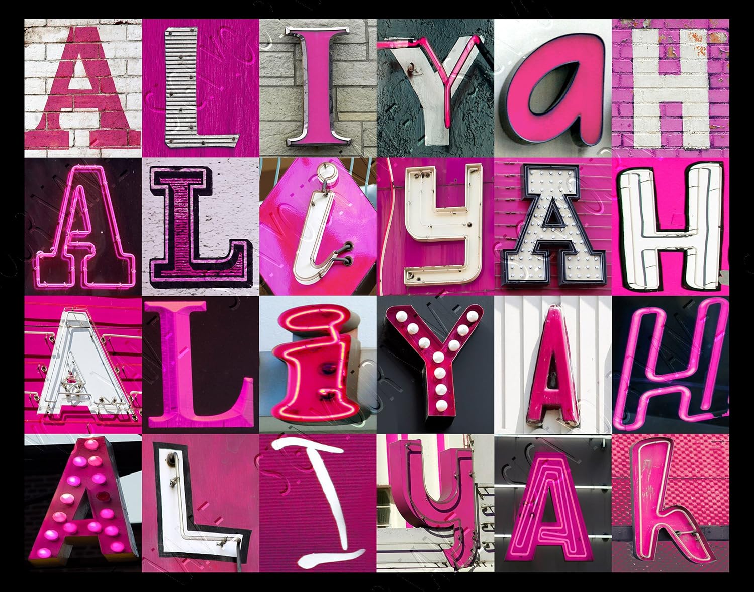 Amazon.com: ALIYAH Personalized Name Poster Using PINK Sign Letters ...