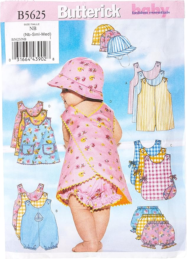 Amazon.com: Butterick Patterns B5625 Infants' Romper, Jumper, Panties ...