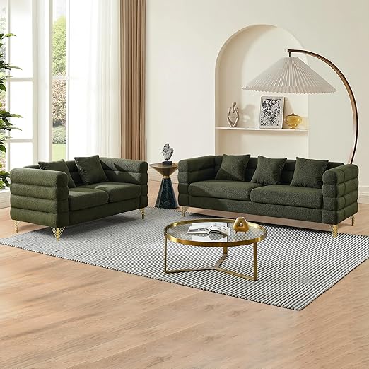 Amazon.com: mikibama Luxury Teddy Sofa Set for Living Room, Modern ...