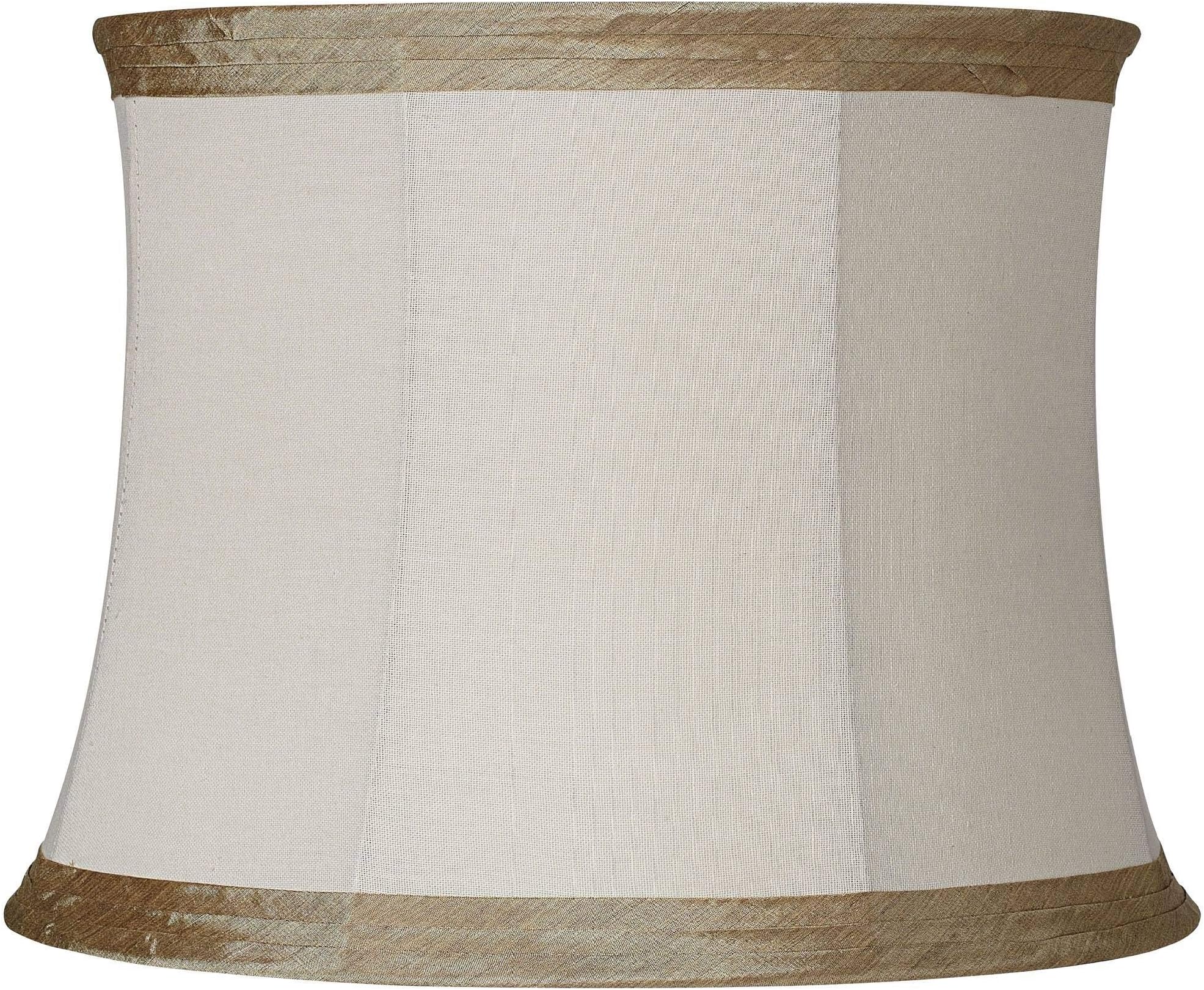 Ivory Linen with Taupe Trim Large Lamp Shade 14" Top x 16" Bottom x 12 ...