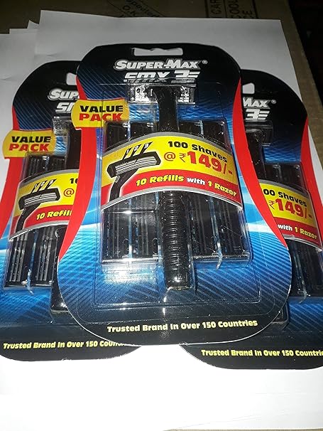 Ritika Supermax Smx 3 Plastic Manual Shaving Razor with 10 Triple ...