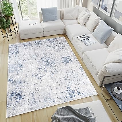 Amazon.com: TAPISO Sky Area Rug Abstract Multicolour Flecked Blue Light ...