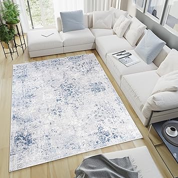 Amazon.com: TAPISO Sky Area Rug Abstract Multicolour Flecked Blue Light ...