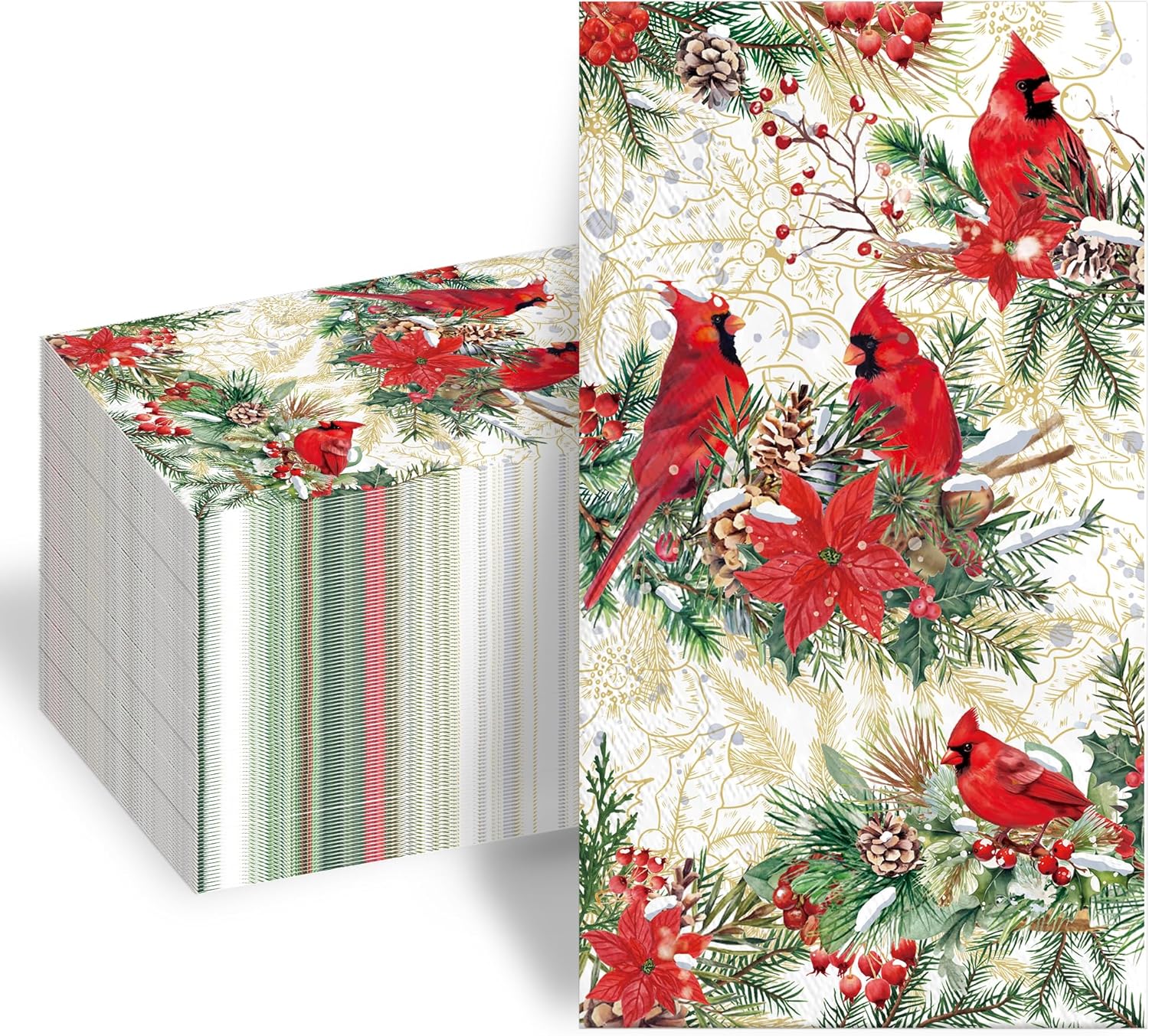 Amazon.com: 100pcs Christmas Paper Napkins, 3 Ply Disposable Red ...