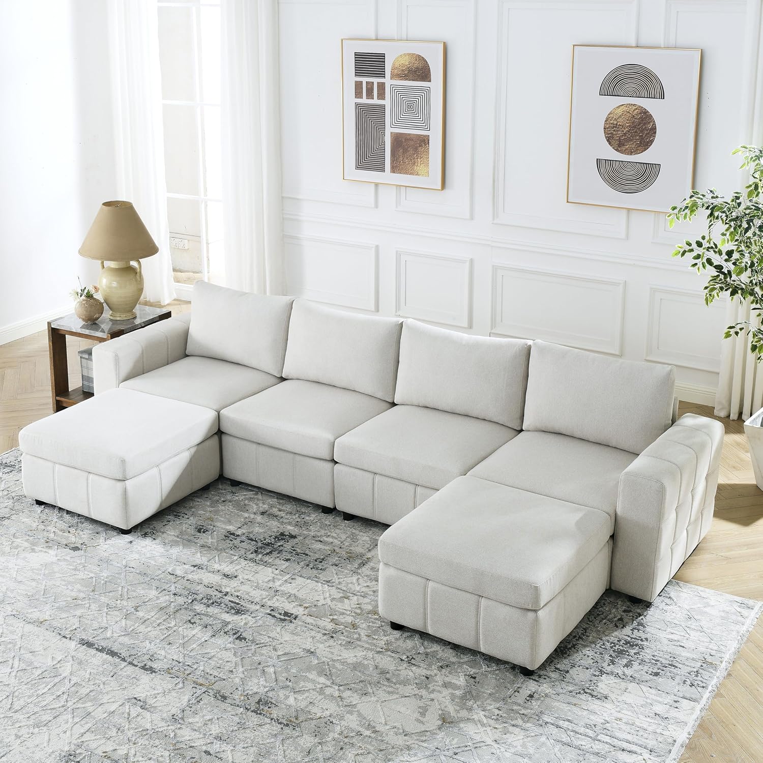 Amazon.com: Oversized Reversible Modular Sectional Sofa Set with 2 ...