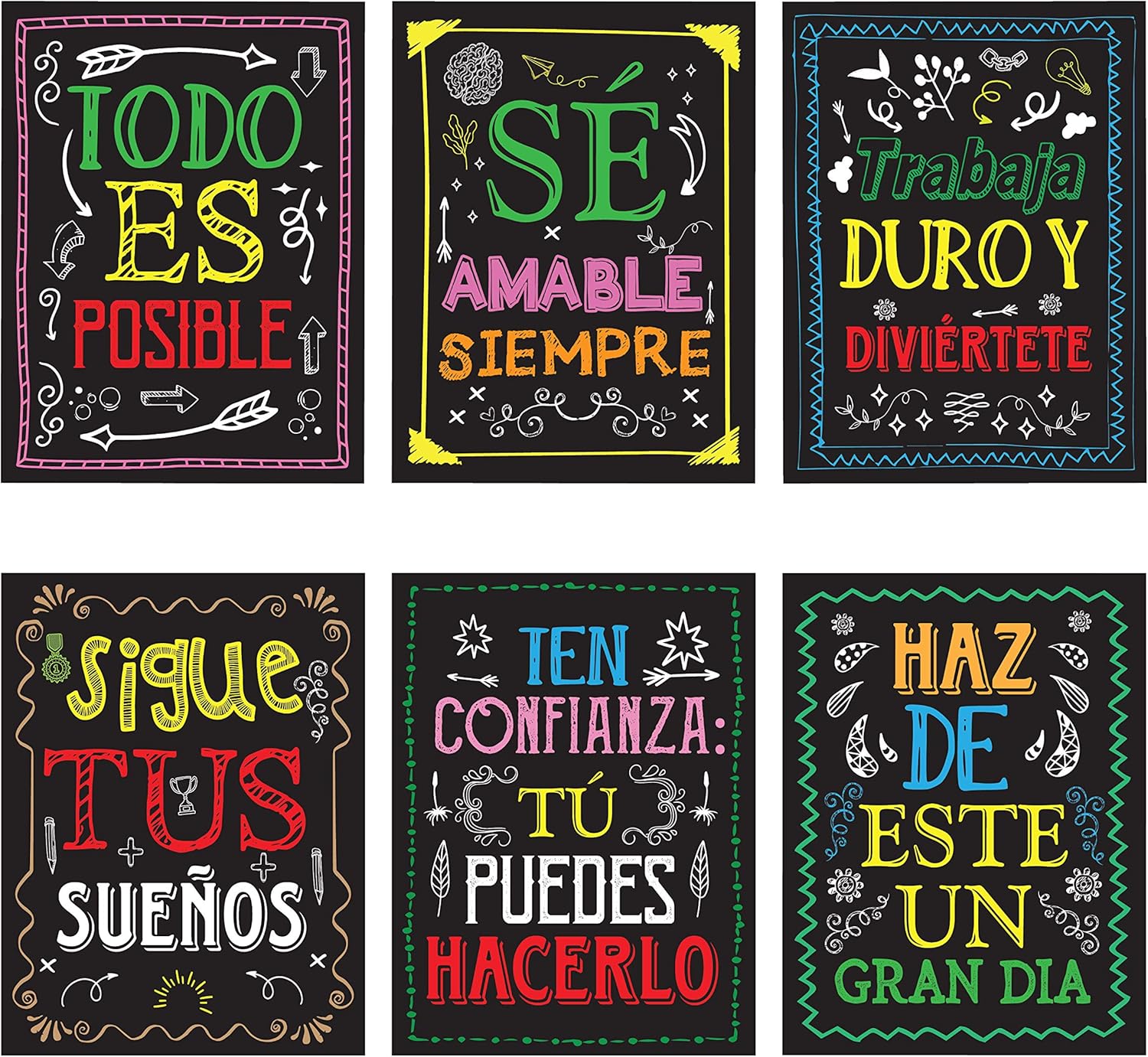 Amazon.com: Also 6 Spanish Classroom Decoration Posters - Educational ...