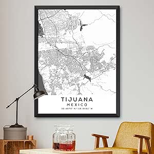 Amazon.com: Map of Tijuana, Mexico, Light 2 (8x10): Posters & Prints