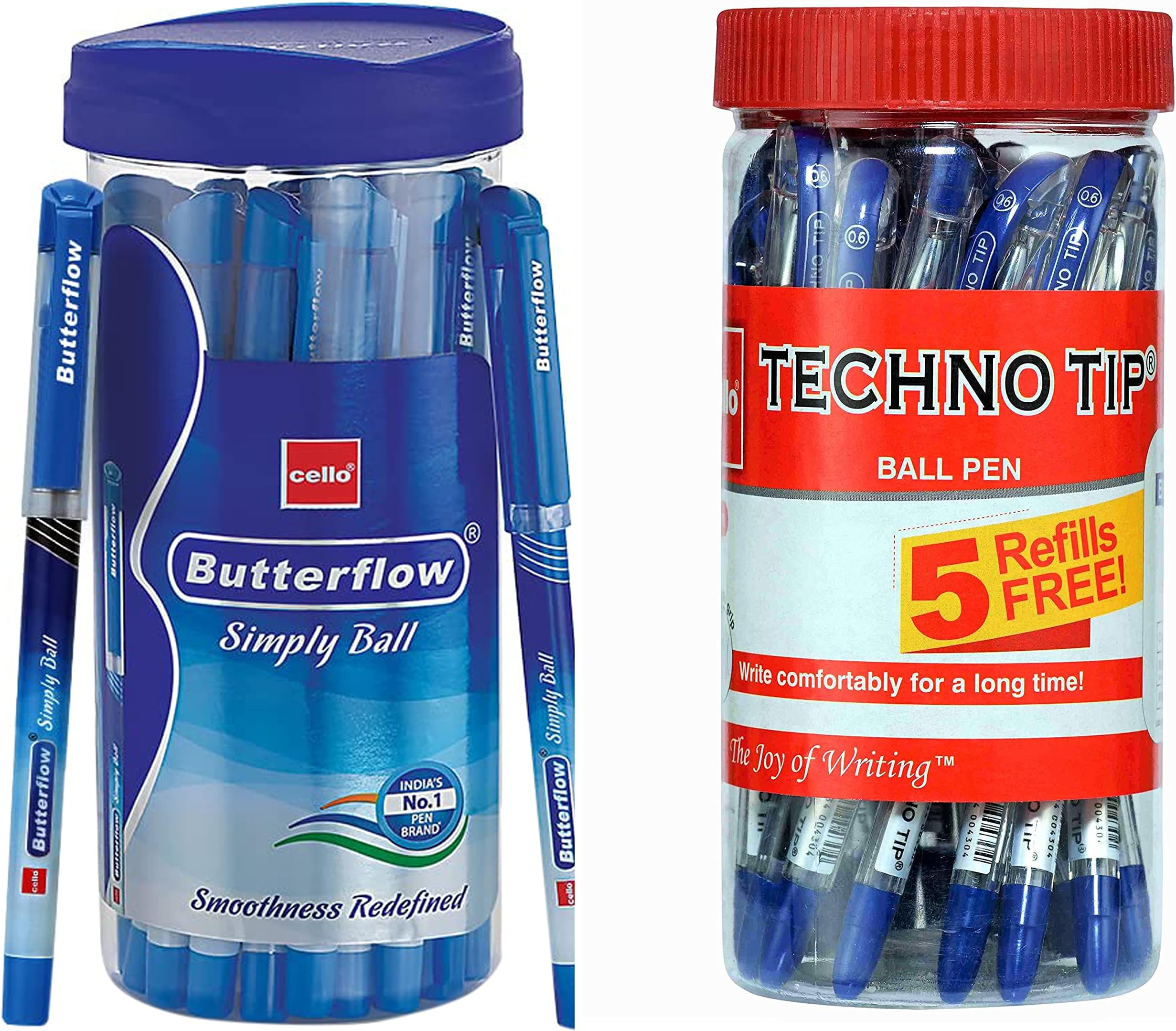 Cello Butterflow Simply Ball Pen Technotip Ball Pen Jar (Pack of 20 ...