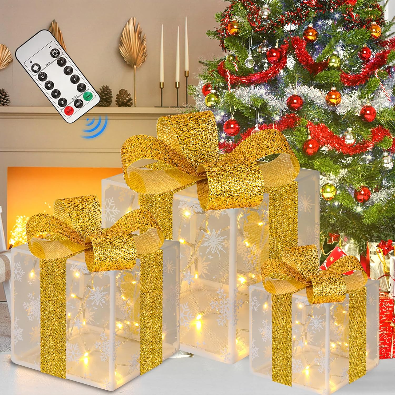 Amazon.com: Vinofezi Set of 3 Christmas Lighted Gift Boxes with 50 LED ...