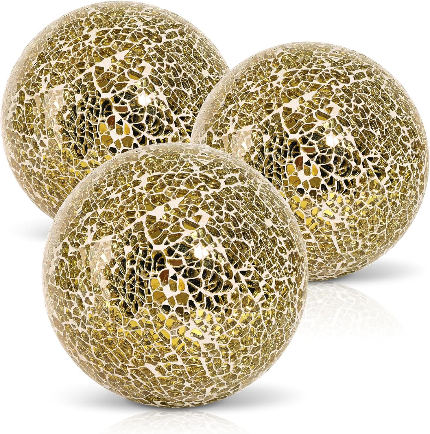 Amazon.com: DomeStar 3PCS Decorative Balls, 4inch Mosaic Glass Orbs ...