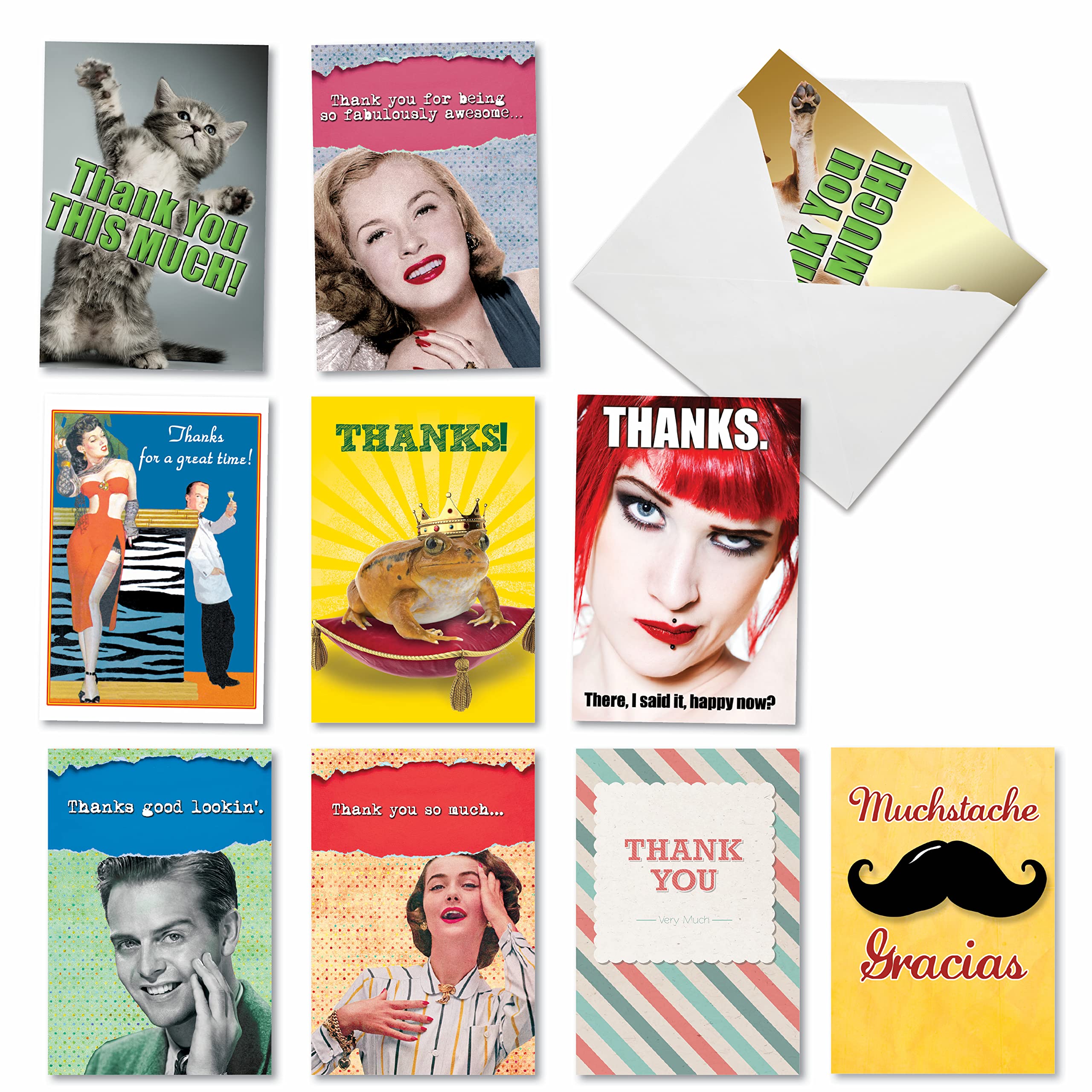 Amazon.com : NobleWorks 10 Assorted Box Set Hilarious Thank You ...