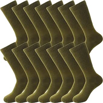 Skyebed 7 Pairs Men Army Green Socks Warm Military Boot Socks Thickened ...