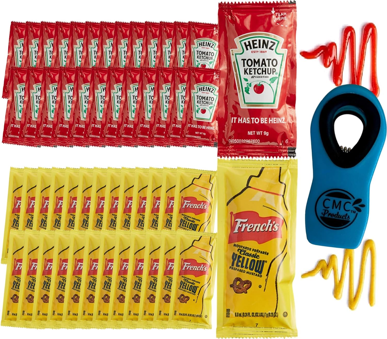 Amazon.com : Gift Set: 25 Ketchup (9g) & 25 Mustard (7g) Packets - 50 ...